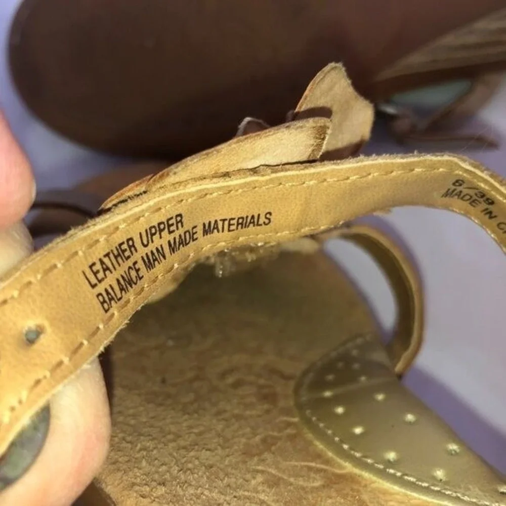 boc | Shoes | Boc Born Concept Slip On Leather Sandals Beige Goldtone ...